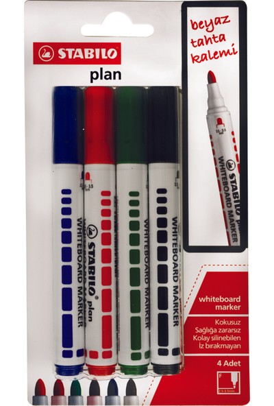 Stabilo Plan Beyaz Tahta Klm 4'Lü Karışk