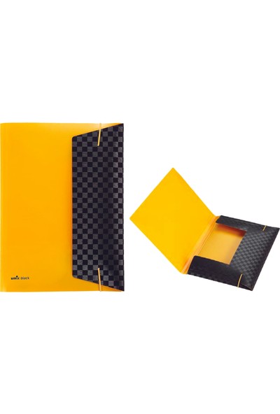 Umix Black Lastikli Dosya Sarı Siyah Pp
