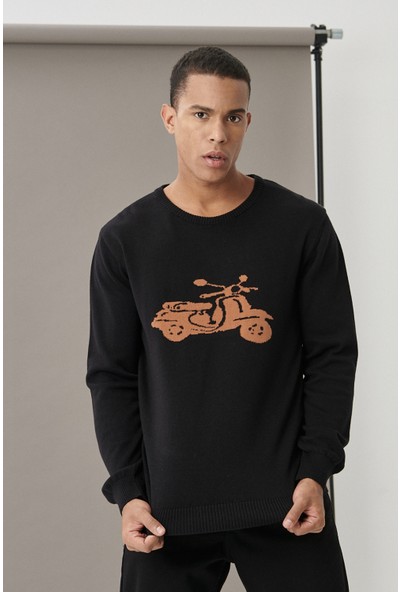 AC&Co / Altınyıldız Classics Standart Fit Bisiklet Yaka Desenli %100 Koton Triko Kazak