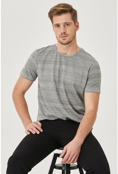 Ac&Co / Altınyıldız Classics Erkek Gri Slim Fit Günlük Bisiklet Yaka Spor Tişört