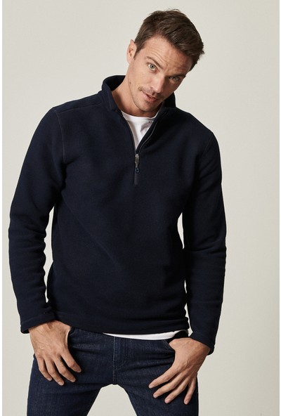 AC&Co / Altınyıldız Classics Standart Fit Günlük Rahat Fermuarlı Bato Yaka Spor Polar Sweatshirt