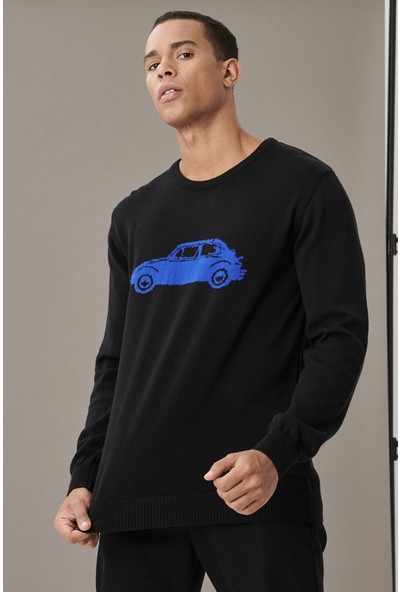 AC&Co / Altınyıldız Classics Standart Fit Bisiklet Yaka Desenli %100 Koton Triko Kazak