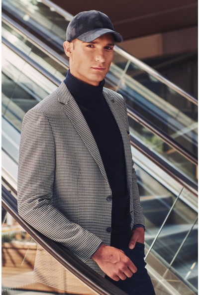 ALTINYILDIZ CLASSICS Slim Fit Dar Kesim Mono Yaka Desenli Ceket