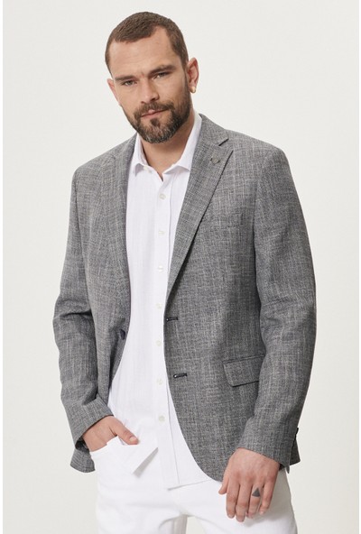 ALTINYILDIZ CLASSICS Slim Fit Dar Kesim Mono Yaka Desenli Casual Ceket