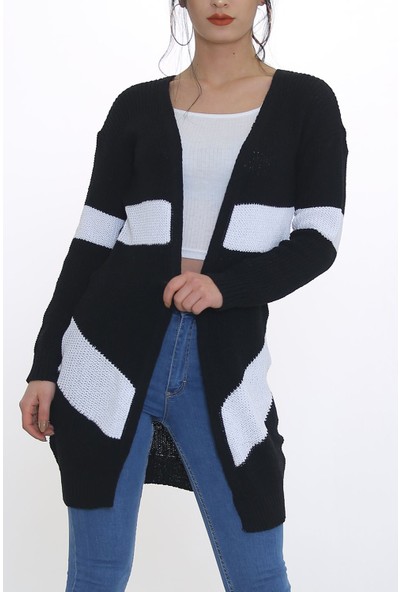 Berlin Shop Iki Çizgili Selanik Hırka Siyah - 8637.1319. Berlin Shop Iki Çizgili Selanik Hırka Siyah - 8637.1319.