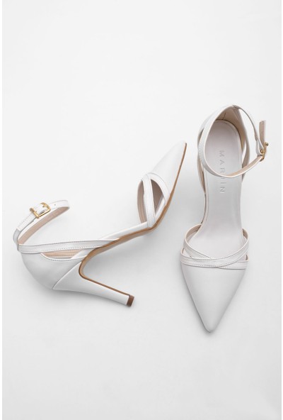 Marjin Kadın Stileto Sivri Burun Bilekten Bantlı Topuklu Ayakkabı Eliz