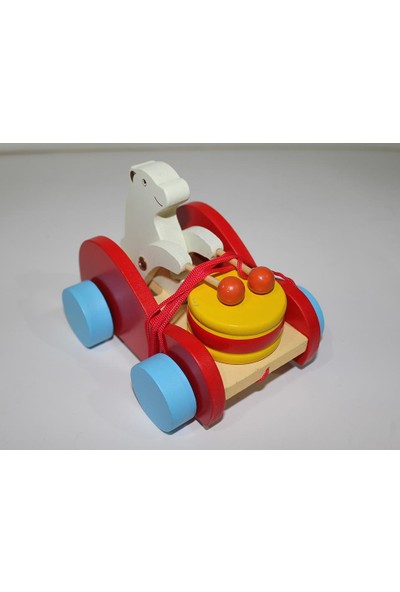 Ahşap Ipli Çekmeli Araba Ayıcıklı Çocuk Oyun Oyuncak