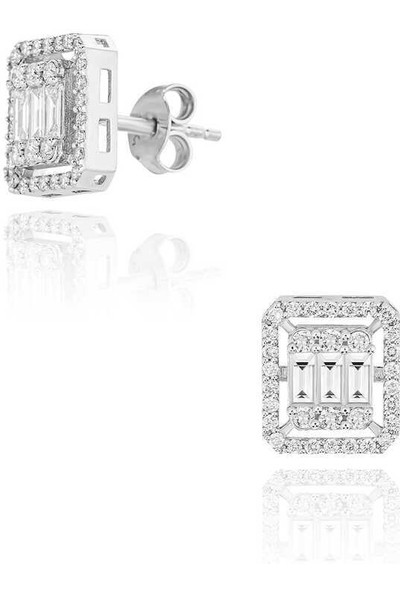 Luziana Pırlanta 0,88 Karat Baget Pırlanta Küpe