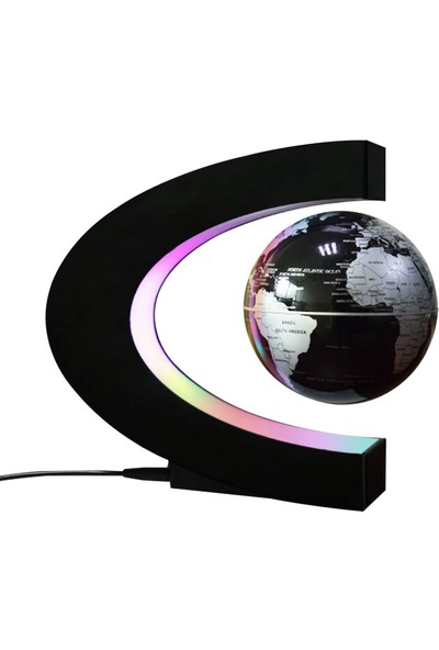 Shopfocus 4 Inç C Şekli LED Işıklı Dünya Küre -Siyah (Yurt Dışından)