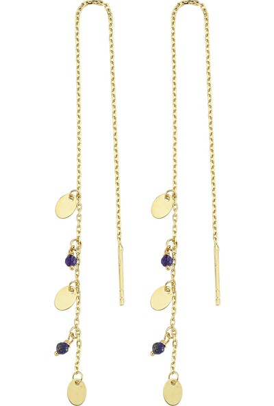 Favori Lacivert Boncuklu Pullu Küpe