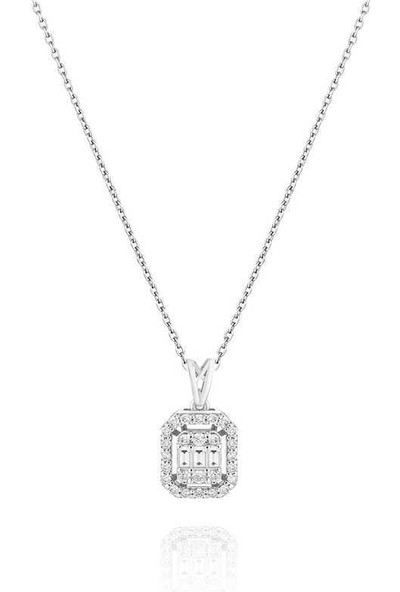 Luziana Pırlanta 0,16 Karat Baget Pırlanta Kolye