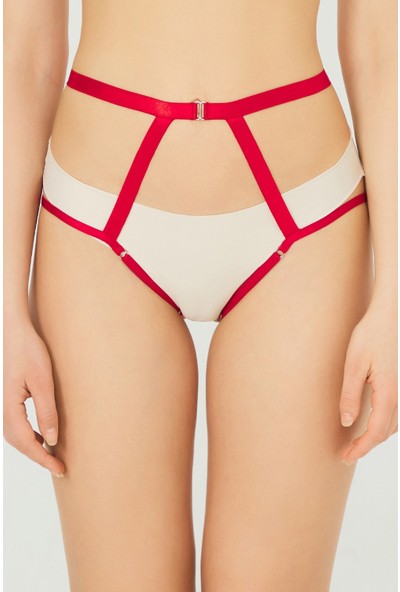 Kırmızı Lastik Detaylı Fantezi Kadın Külot Aksesuarı