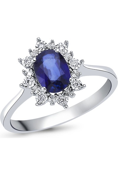 0,99 Karat Pırlantalı Safir Yüzük