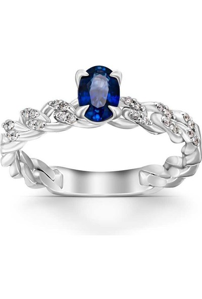 Luziana Pırlanta 0,62 Karat Pırlantalı Safir Yüzük