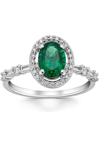 Luziana Pırlanta 1,28 Karat Pırlantalı Zümrüt Yüzük