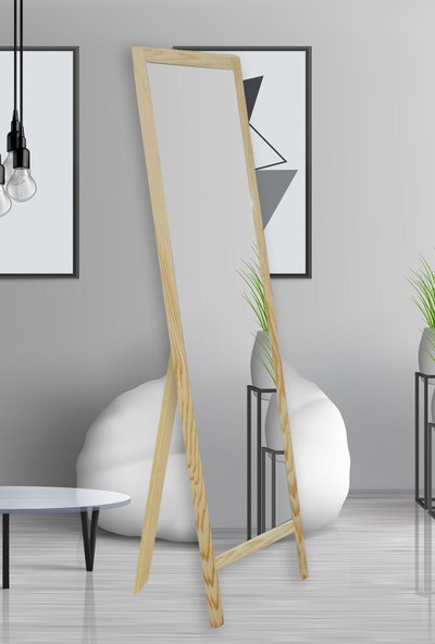 Naturel Ahşap Ayaklı Boy Aynası 145X40 Naturel Ahşap Ayaklı Boy Aynası 145X40