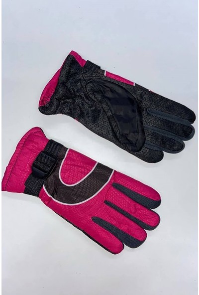 Fuşya Desenli 4-8 Yaş Çocuk Kar Eldiveni