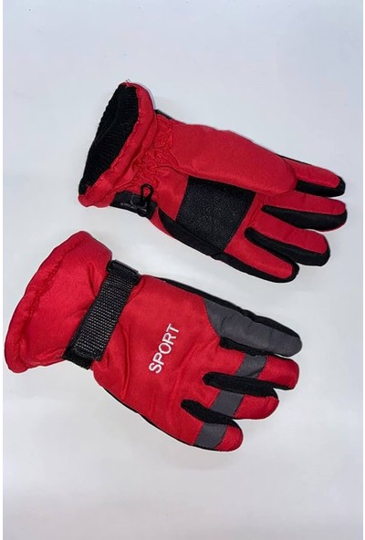 Kırmızı Sport Yazılı Çocuk Kar Eldiveni