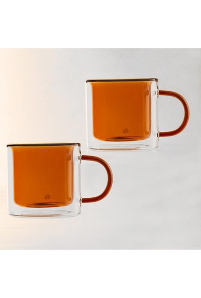 Jumbo Glory Double Wall Çift Cidarlı 2'li Kupa Seti - Amber