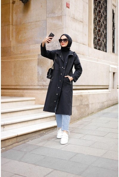 Moylin 1923 Kapüşonlu Uzun Trençkot