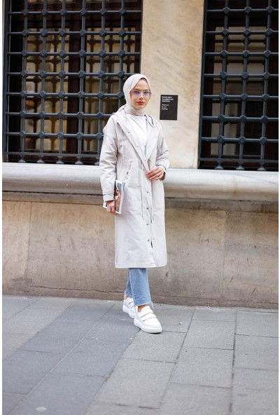 Moylin 1923 Kapüşonlu Uzun Trençkot