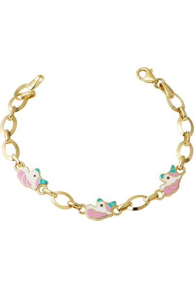 Unicorn Mineli Altın Bebek Bilekliği