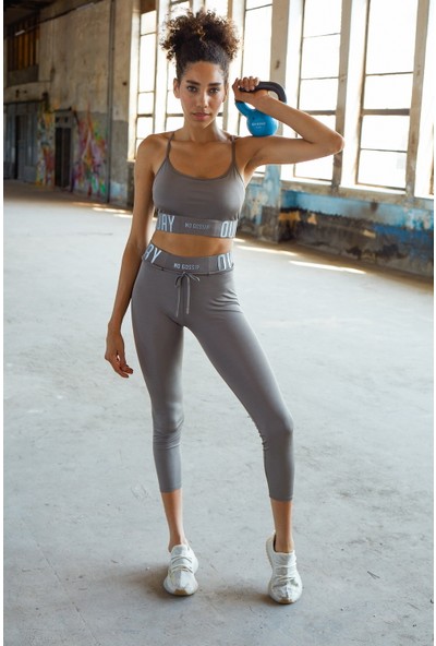 No Gossip Shine Beli Baskılı Tayt Vizon NGAWL21024