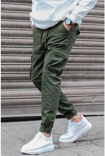 Madmext Erkek Haki Slim Fit Kargo Cep Pantolon 5695