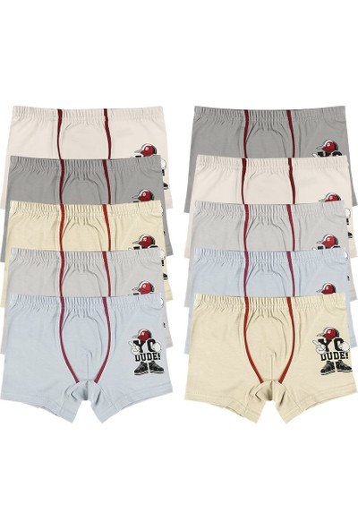 Donella 10'lu Renkli Dude Baskılı Erkek Çocuk Boxer - 757004