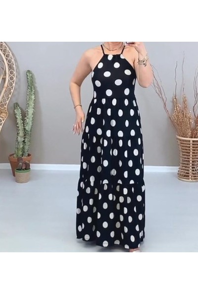 Mikado Puantiyeli Askılı Lacivert Kadın Elbise Mikado Puantiyeli Askılı Lacivert Kadın Elbise