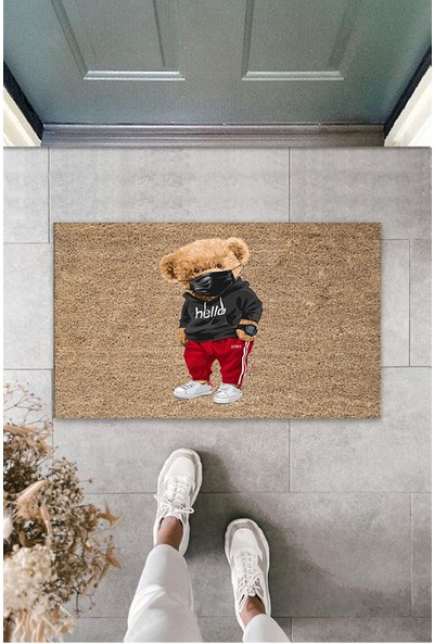Silkcoat Home Dekoratif Dijital Maskeli Ayıcık Bej Kapı Paspası Dış Mekan Paspas PS976 Silkcoat Home Dekoratif Dijital Maskeli Ayıcık Bej Kapı Paspası Dış Mekan Paspas PS976