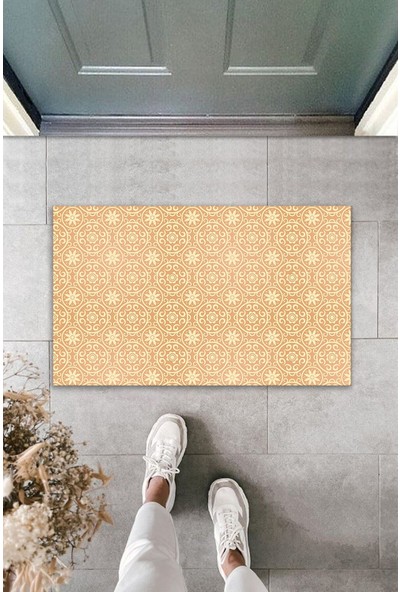 Silkcoat Home Dekoratif Dijital Baskı Pudra Daire Motif Dış Mekan Paspas PS1153