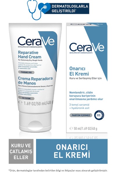Cerave Onarıcı El Kremi Kuru ve Çatlamış Eller İçin Hyalüronik Asit İçerikli 50 ml Cerave Onarıcı El Kremi Kuru ve Çatlamış Eller İçin Hyalüronik Asit İçerikli 50 ml