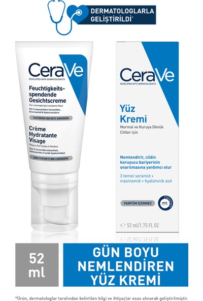 Cerave Nemlendirici Yüz Kremi Kuru Cilter için Hyalüronik Asit İçerikli  52 ml Cerave Nemlendirici Yüz Kremi Kuru Cilter için Hyalüronik Asit İçerikli  52 ml