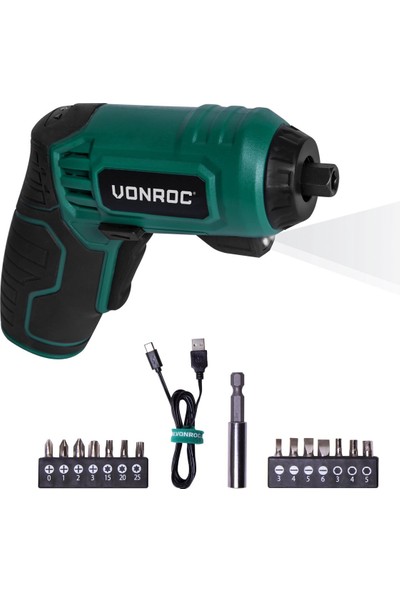 Vonroc Akülü Tornavida – 4V – Dahil. 14 Parçalı Uç Seti, Usb-C Şarj Kablosu ve Saklama Çantası Vonroc Akülü Tornavida – 4V – Dahil. 14 Parçalı Uç Seti, Usb-C Şarj Kablosu ve Saklama Çantası