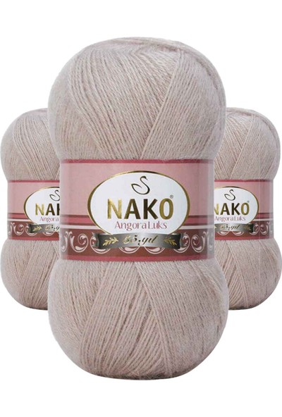 Nako 3 Adet Angora Lüks El Örgü Ipi Pembeli Gri 3079