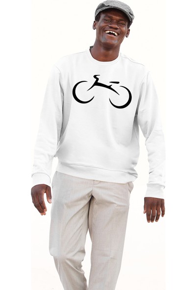 Unisex Bisiklet Temalı Baskılı Sweatshirt