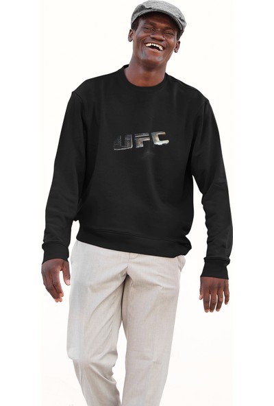 Unisex Ufc Temalı Baskılı Siyah Sweatshirt