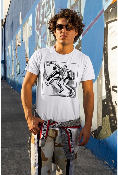 Unisex Basketbol Müsabakası Temalı Baskılı Tshirt