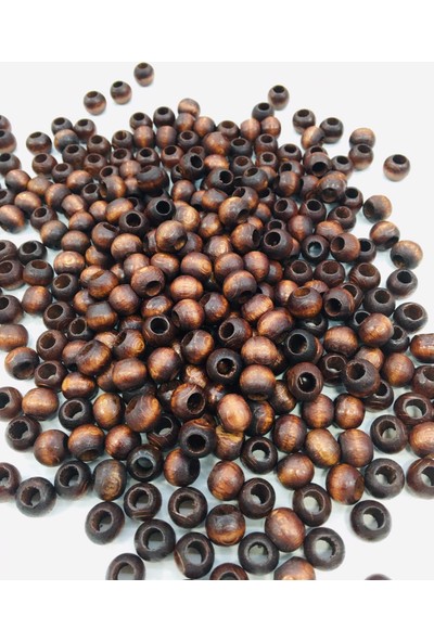 14MM Kahverengi Yuvarlak Ahşap Boncuk 140 Adet