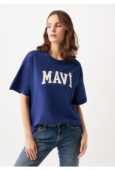 Mavi Kadın Mavi Logo Baskılı Mavi Tişört 1600843-70722