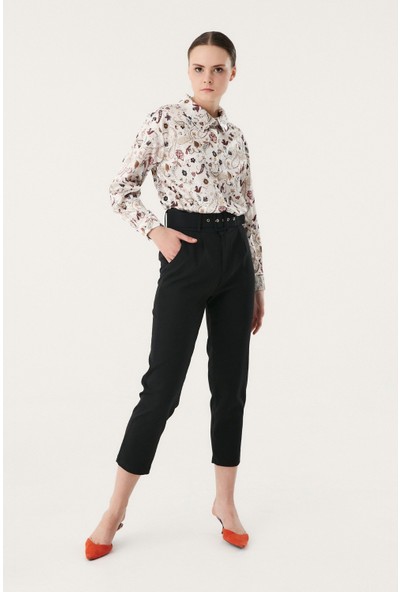 FullaModa Kemerli Pileli Regular Fit Pantolon