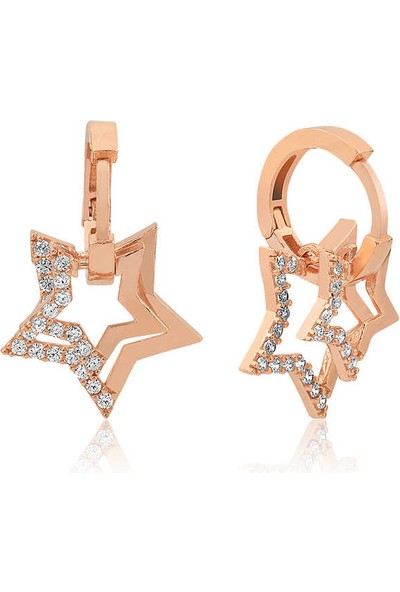 Gumush Gümüş Üç Boyutlu Yıldız Küpe