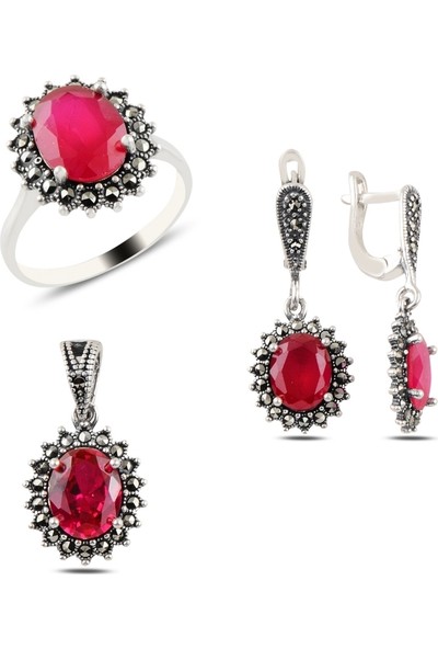 Gümüşhan Gümüş Zirkon & Markazit Taşlı Set