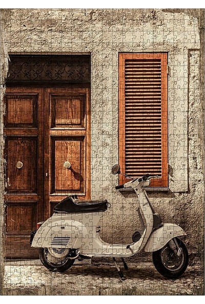 Tablomega Ahşap Mdf Puzzle Yapboz Beyaz Vespa 500 Parça 50*70 cm