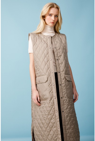 Micca Vazgeçilmez Zamansız Şık ve Spor Uzun Yelek-Taş