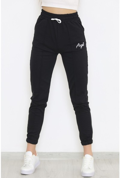 Bkmc Çımalı Nakışlı Eşofman Altı Siyah