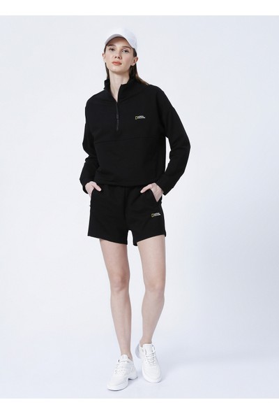 National Geographic Lastikli Regular Fit Düz Siyah Kadın Sweat Şort - W-Kansas National Geographic Lastikli Regular Fit Düz Siyah Kadın Sweat Şort - W-Kansas