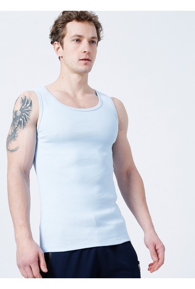 The Don Slim Fit Düz Açık Mavi Erkek Atlet - 100TDNATL007013M