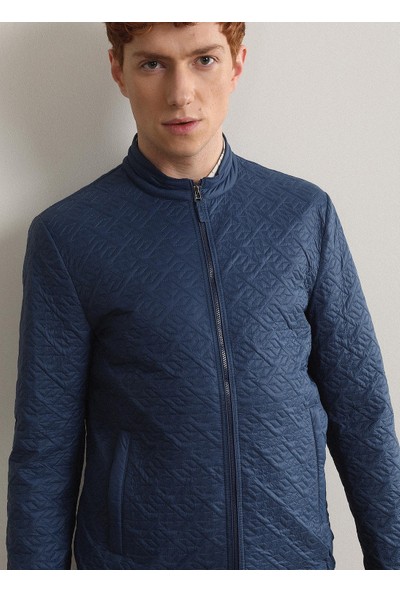 Kip Dik Yaka Regular Fit Indigo Erkek Mont - MNT-303